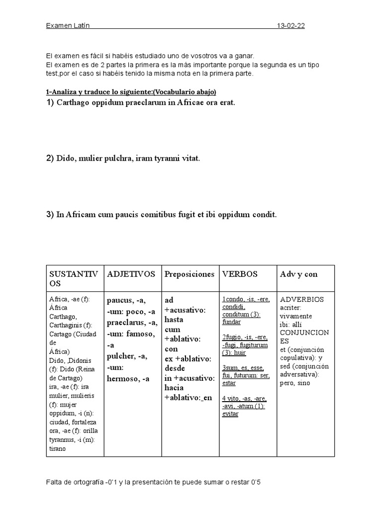 Examen Latín-4 | PDF | Relaciones sintácticas | Tipología Lingüística