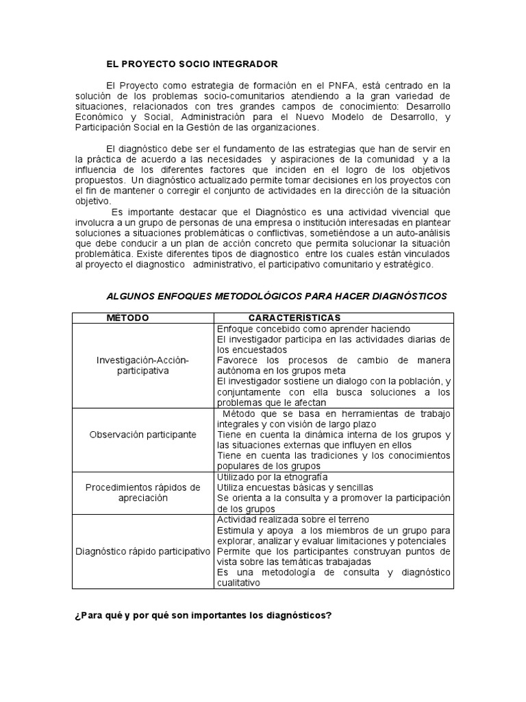 El Proyecto Socio Integrador | PDF | Análisis FODA | Planificación