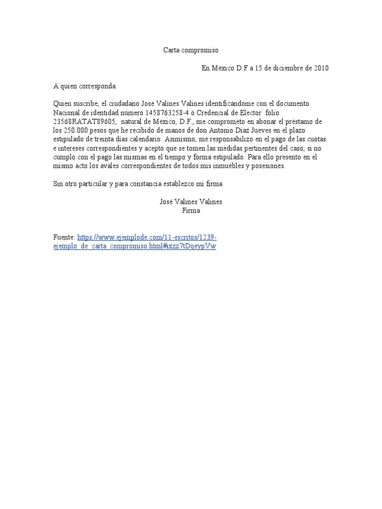 Carta Compromiso | PDF