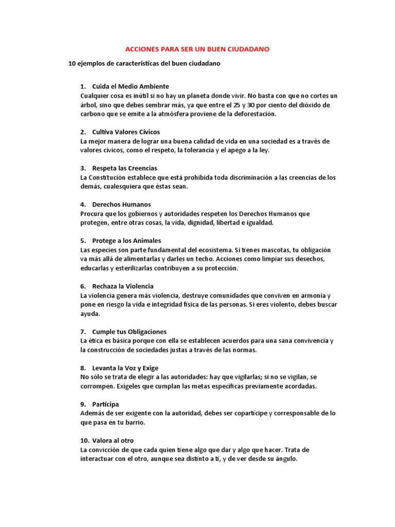 Acciones para Ser Un Buen Ciudadano | PDF | Política | Ciencias sociales
