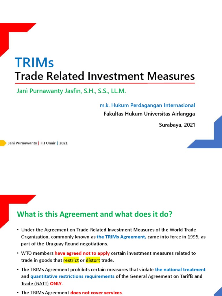 Trims | PDF | General Agreement On Tariffs And Trade | World Trade Organization