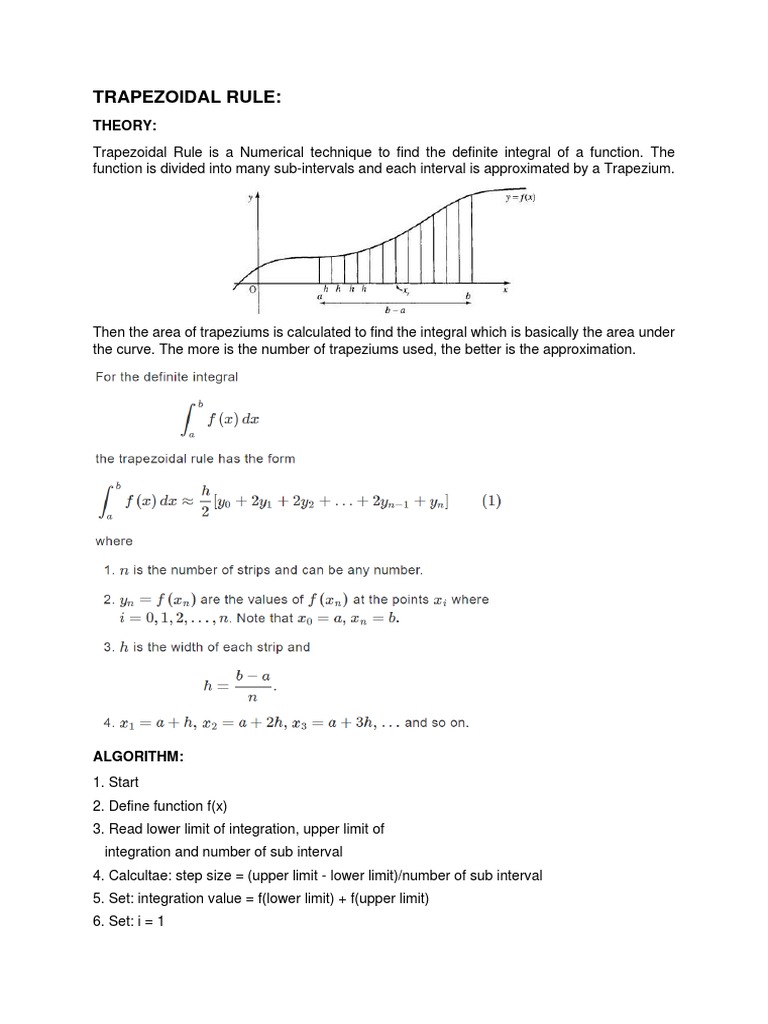 Trapezoidal Rule | PDF
