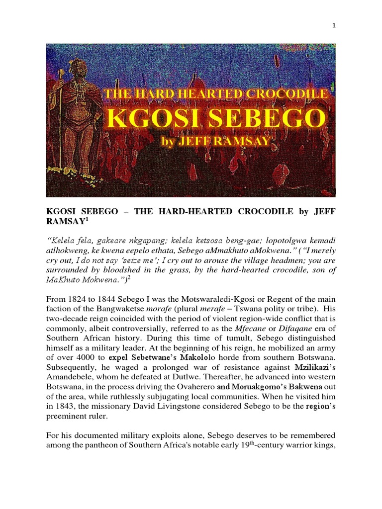 Kgosi Sebego The Hard Hearted Crocodile | PDF | Southern Africa