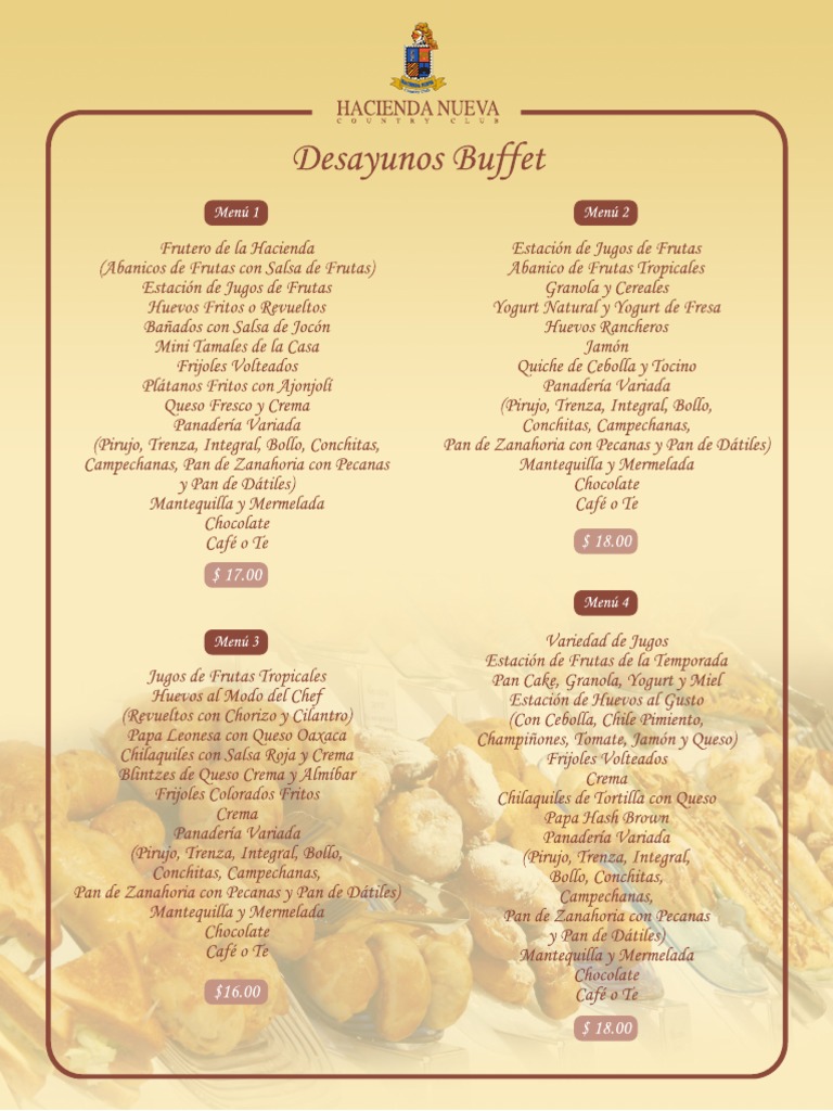 Menu Desayunos Buffet | PDF