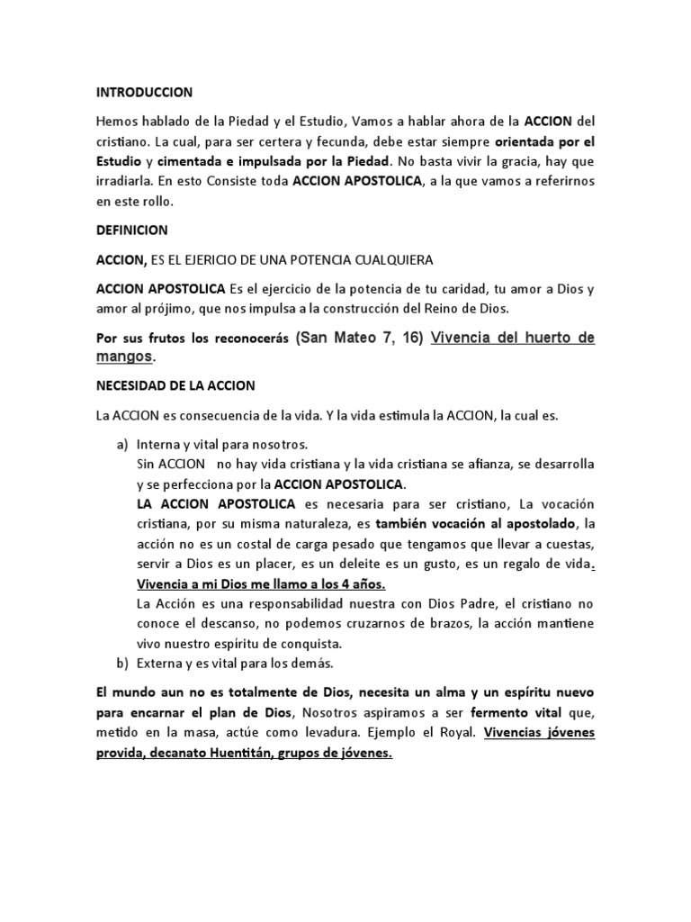 Rollo de Accion | PDF | Cristo (título) | Amor