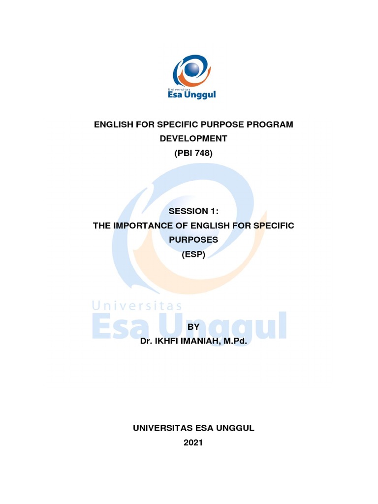 Esp - Session 1 - The Importance of Esp | PDF | English As A Second Or ...