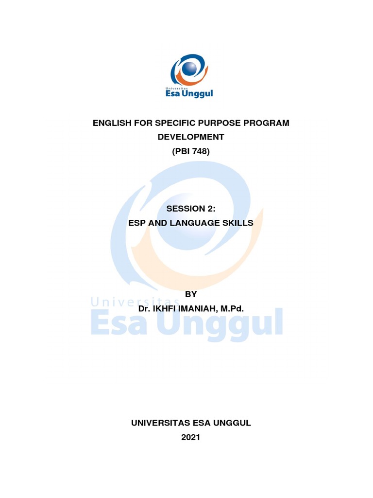 Esp - Session 2 - Esp and Language Skills | PDF | Reading Comprehension ...