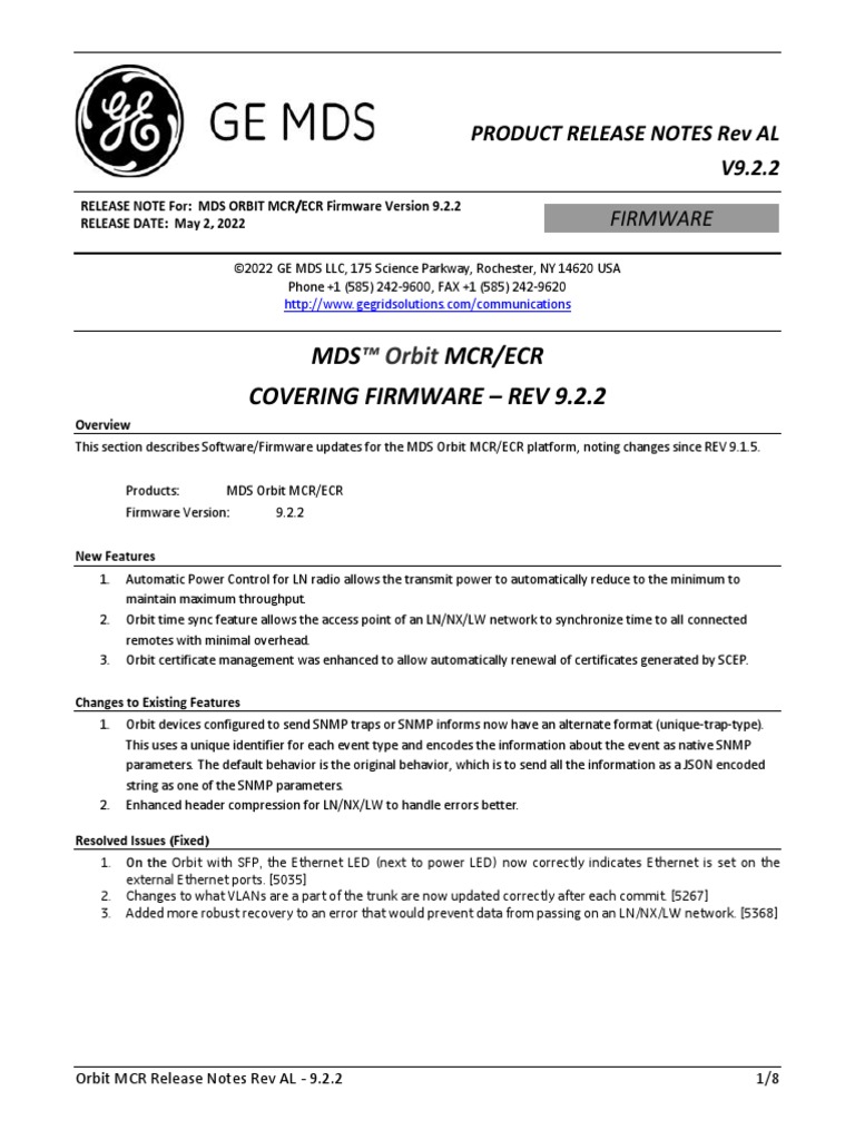 Orbit MCR Release Notes Rev AL - 9.2.2 | PDF | Wi Fi | Command Line ...