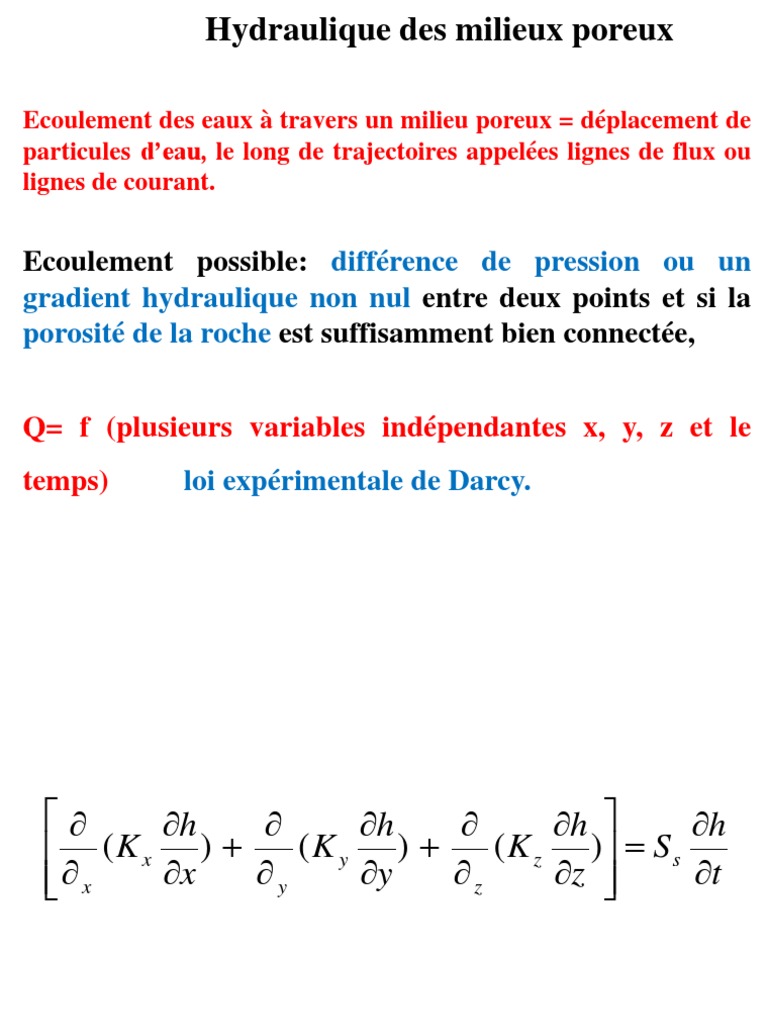 Écoulement des eaux en milieu poreux | PDF | Sciences de l ...