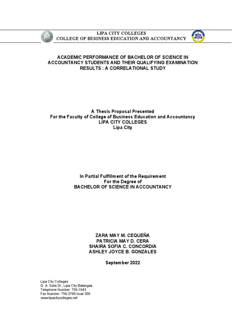 Academic Performance of BSA Students and Their Qualifying Examination ...