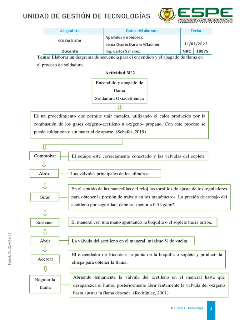 N Diagrama de Secuencia para El Encendido y El Apagado de Flama en El Proceso de Soldadura | PDF ...