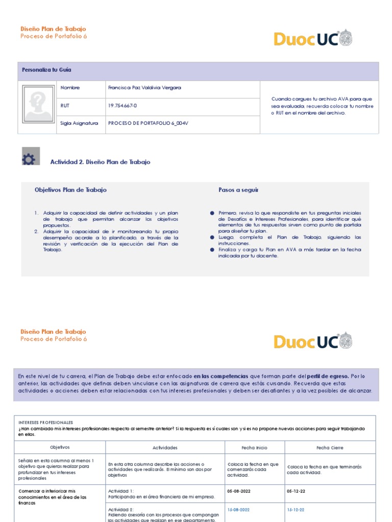 2.+Diseño+Plan+de+Trabajo APP6 | PDF