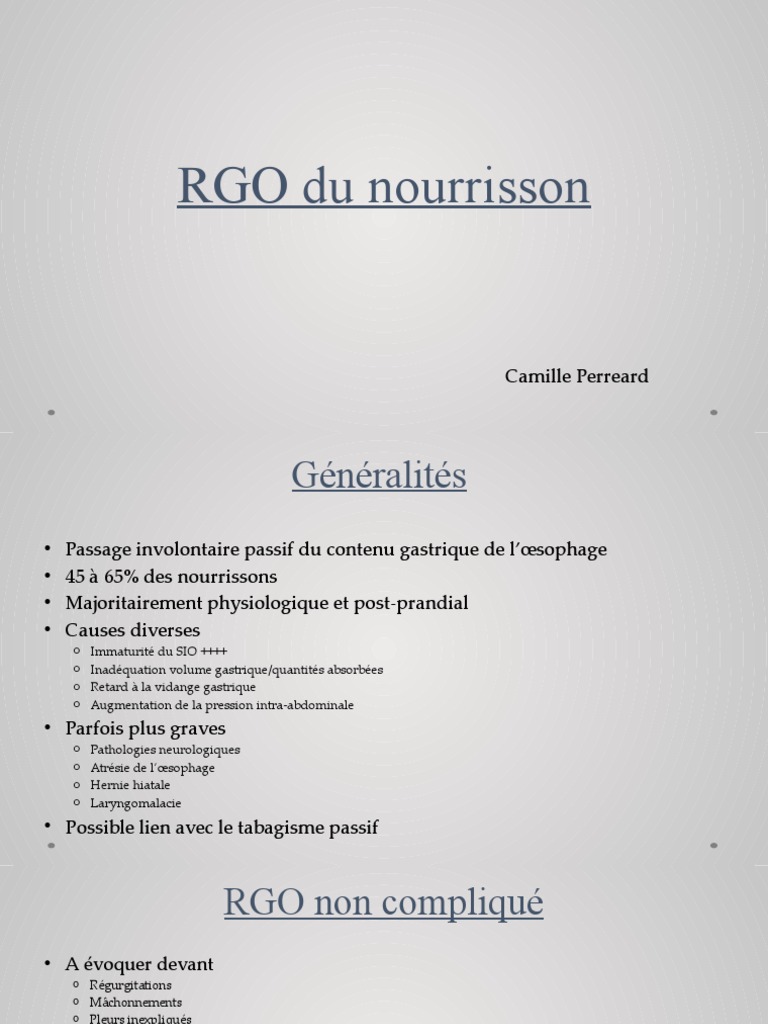RGO du nourrisson : symptômes et traitements | PDF | Reflux gastro ...
