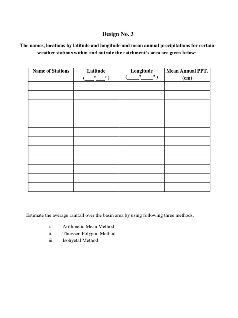 Design Exercise No 3 | PDF | Drainage Basin | Area