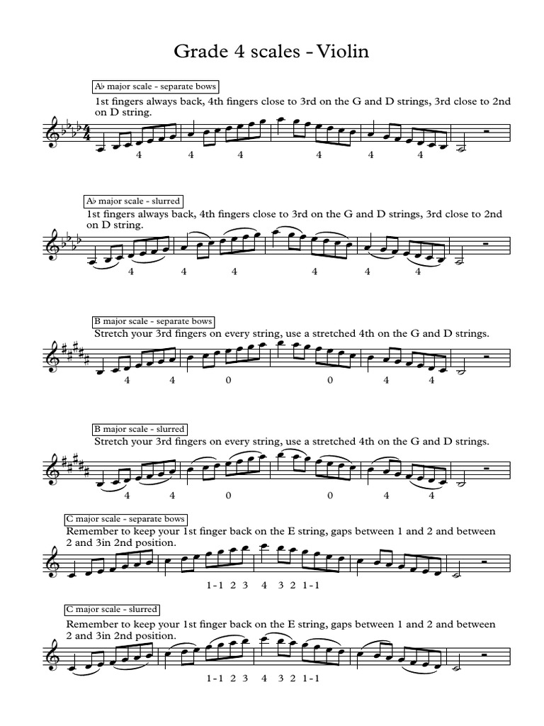 Grade 4 Scales Sheet - Violin | PDF