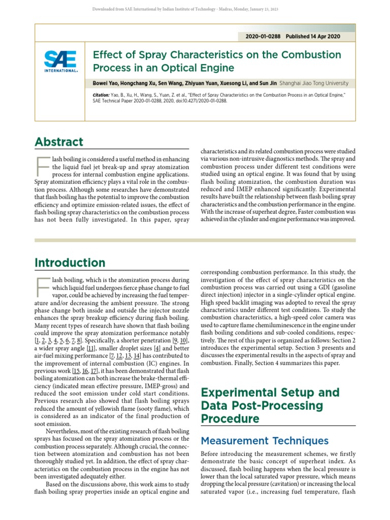 Effect of Spray Characteristics On The Combustion Process in An Optical ...