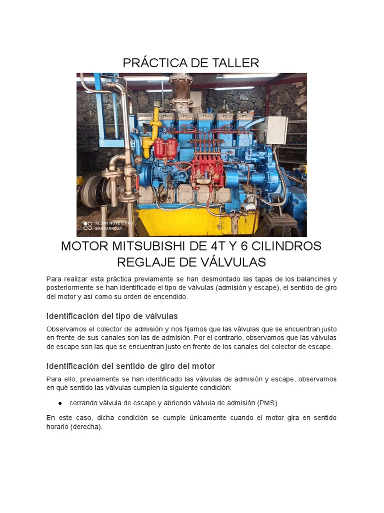 Práctica de Taller Motor Mitsubishi | PDF | Pistón | Máquinas