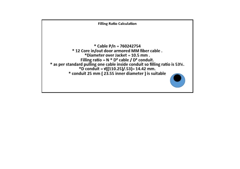 Fiber Optic Conduit Fill Calculation | PDF