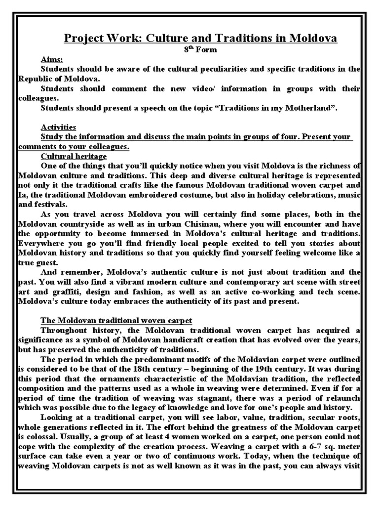 Traditions in Moldova | PDF | Moldova | Carpet