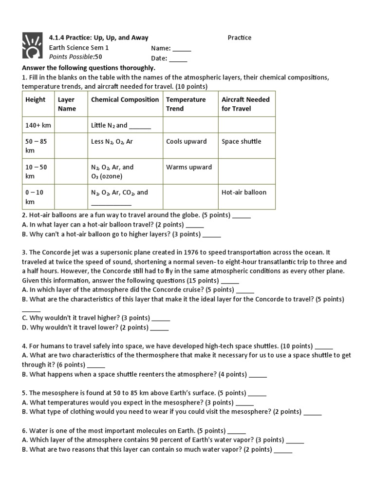 Earth Sci 1 - Prac 4.1.4 | PDF | Atmosphere Of Earth | Earth