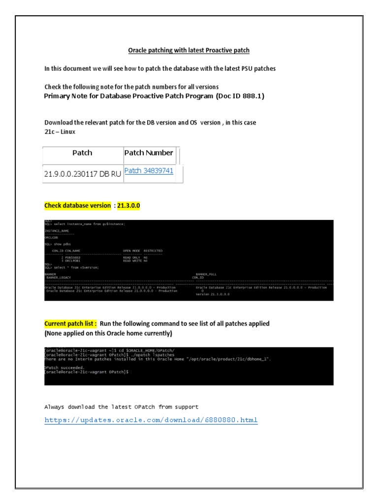 Oracle Patching | PDF