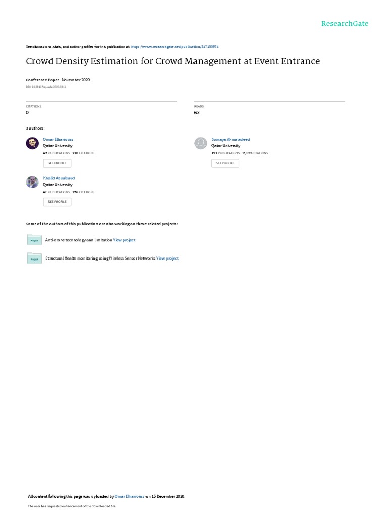 Crowd Density Estimation For Crowd Management at Event Entrance | PDF | Computer Vision | Computing