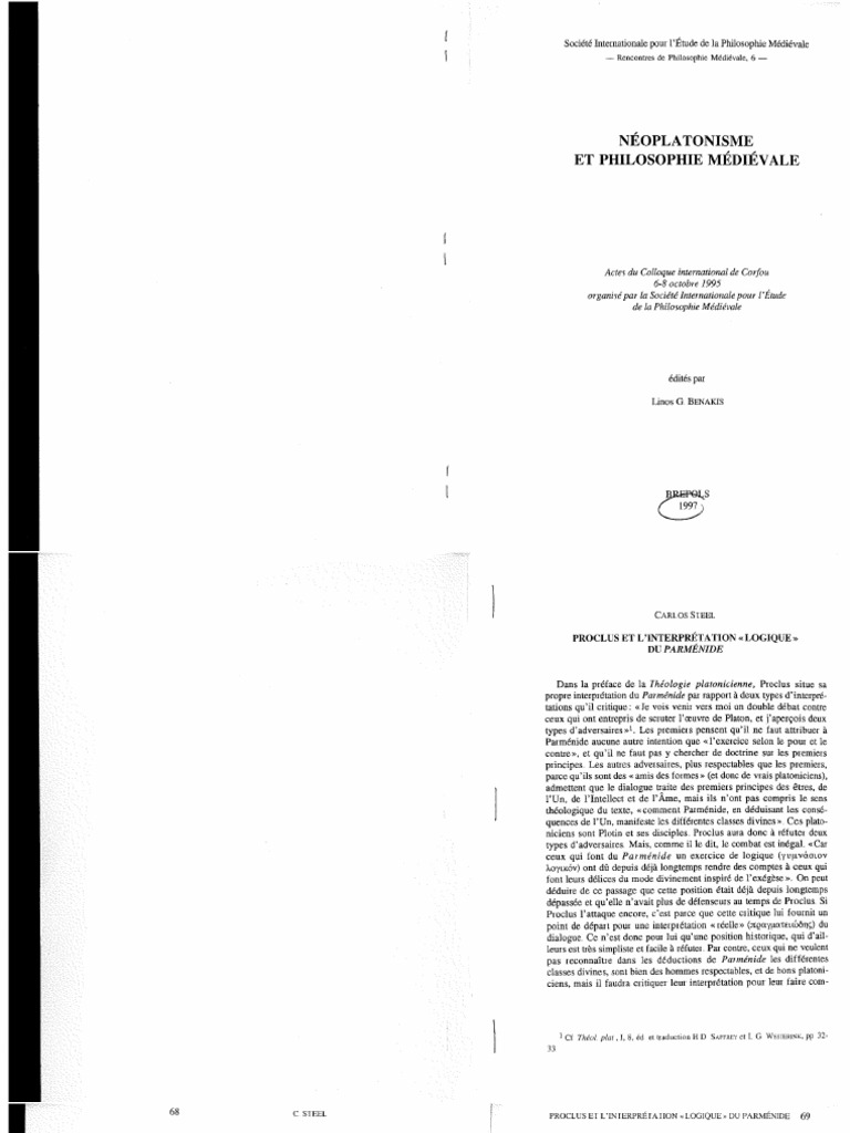 43 Proclus Et Interpretation L Ogique Du Parménide 1997 | PDF