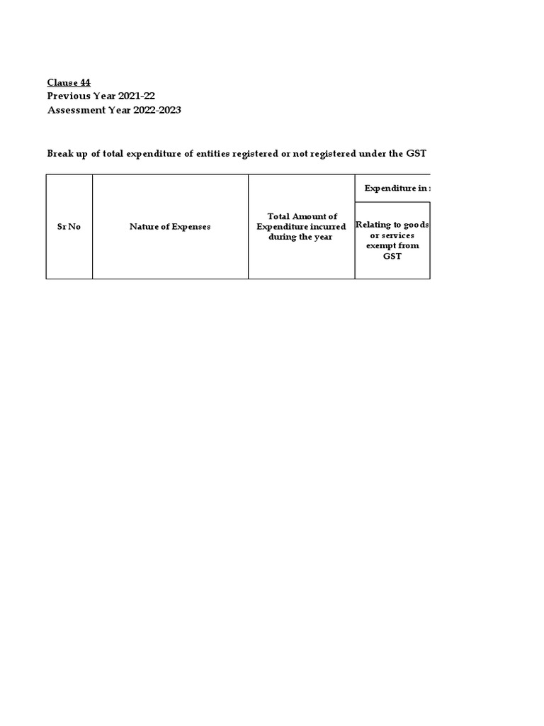 Tax Audit Clause 44 - Format | PDF | Expense | Public Finance