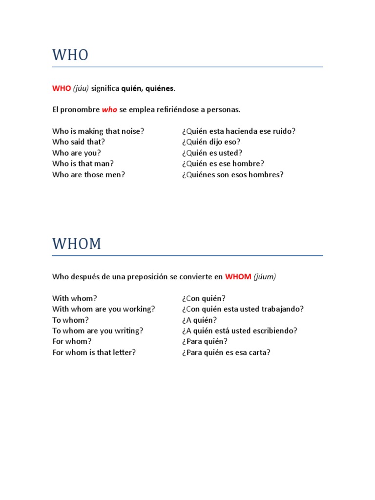 Palabras Interrogativas | PDF