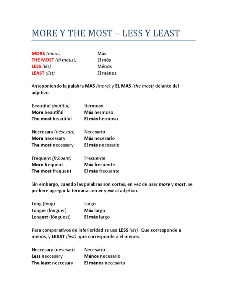 More y The Most - Less y Least | PDF