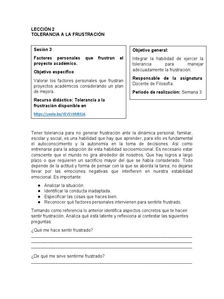 Hse - Lección 2 | PDF | Las emociones | Tolerancia