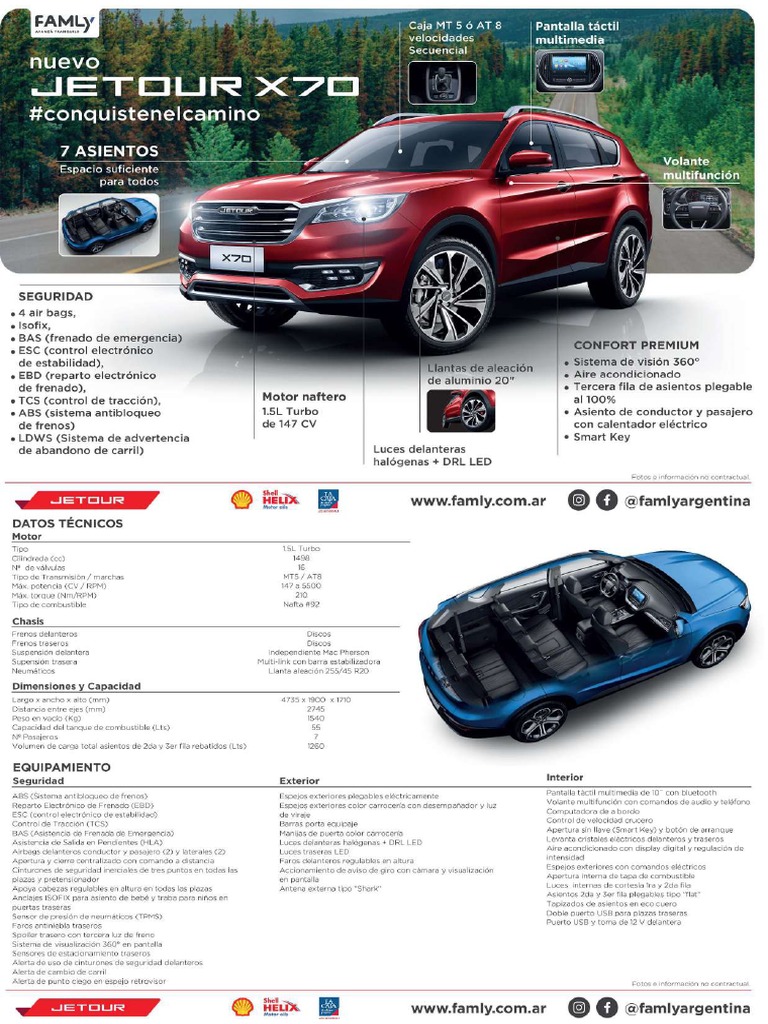 Ficha Tecnica Jetour x70pdf | PDF