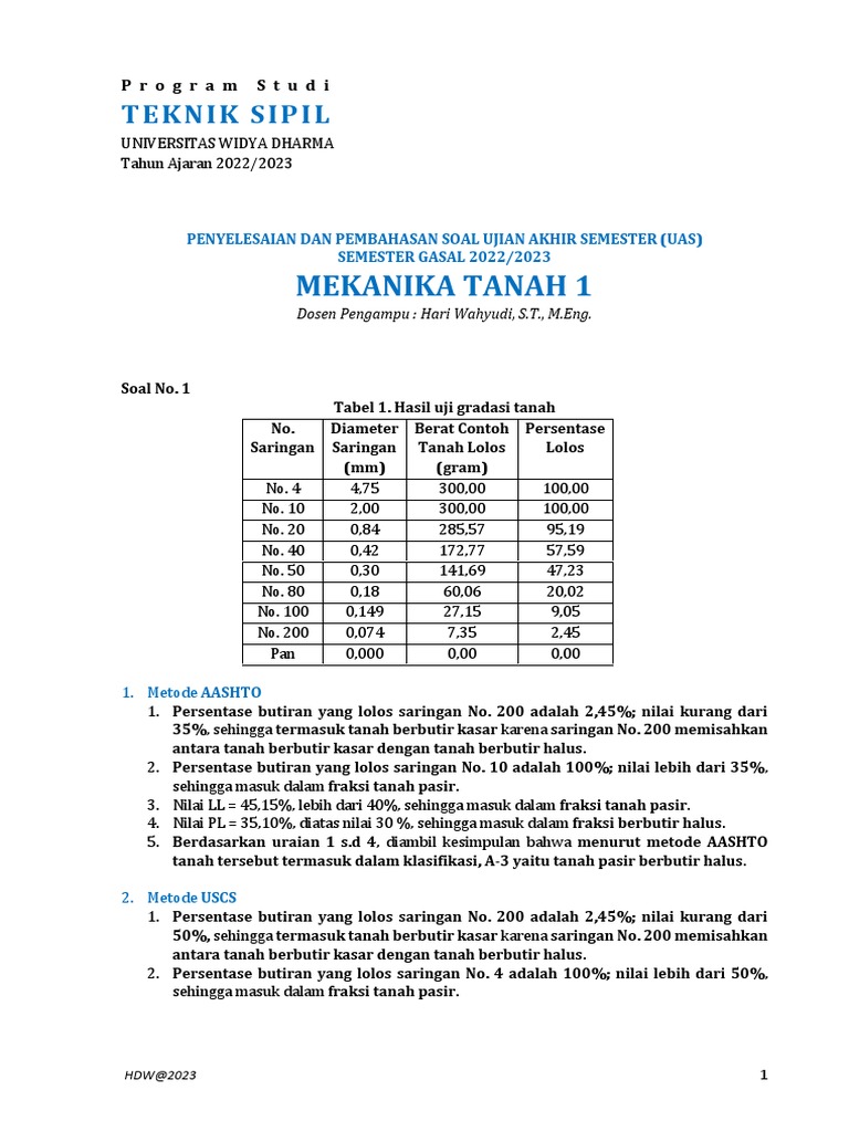 Jawaban UAS Mektan 1 | PDF