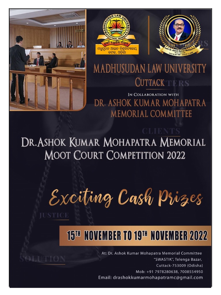 Dr. Ashok Kumar Mohapatra Moot Court Competition-2022 With Proposition | PDF