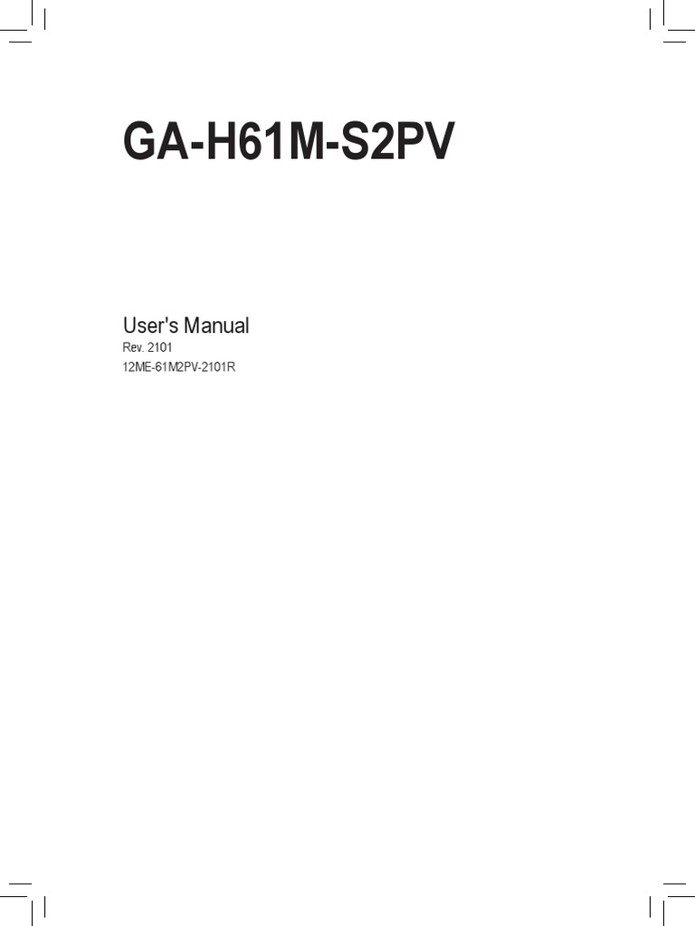 MB Manual Ga-H61m-S2pv v2.1 e | PDF | Bios | Usb