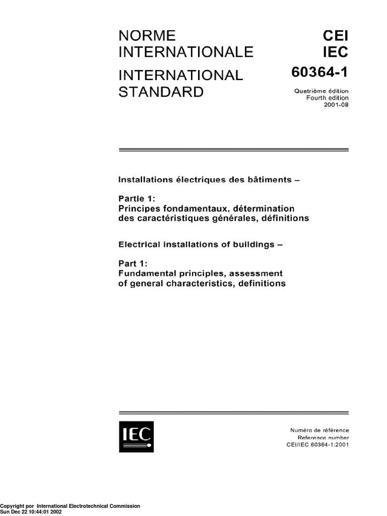 IEC 60364 - 1 - 2001 - Electrical Installation of Buildings | PDF ...