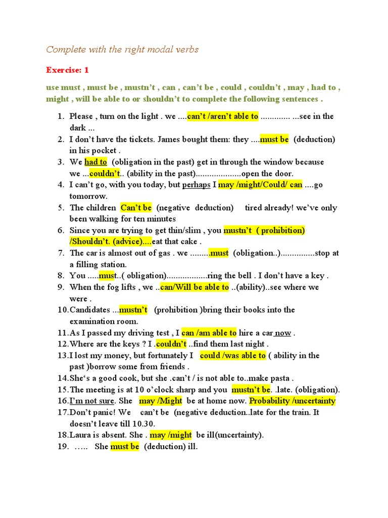 Modals Keys | Download Free PDF | Linguistics