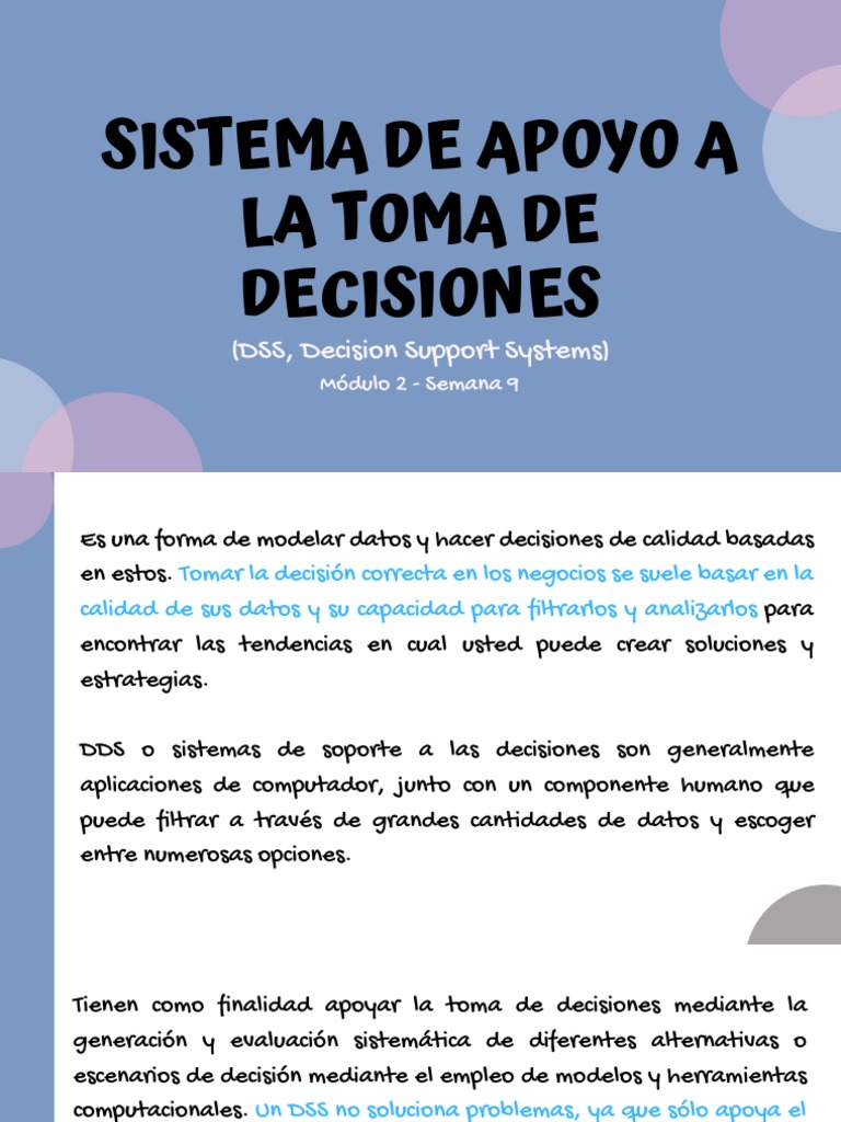 Módulo 2 - Semana 9 - Sistema de Apoyo A La Toma de Decisiones | PDF | Toma de decisiones ...