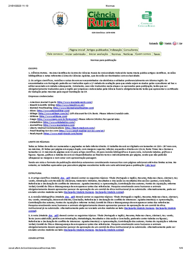 Normas Ciencia Rural | PDF | Abstract (resumo) | Comunicação