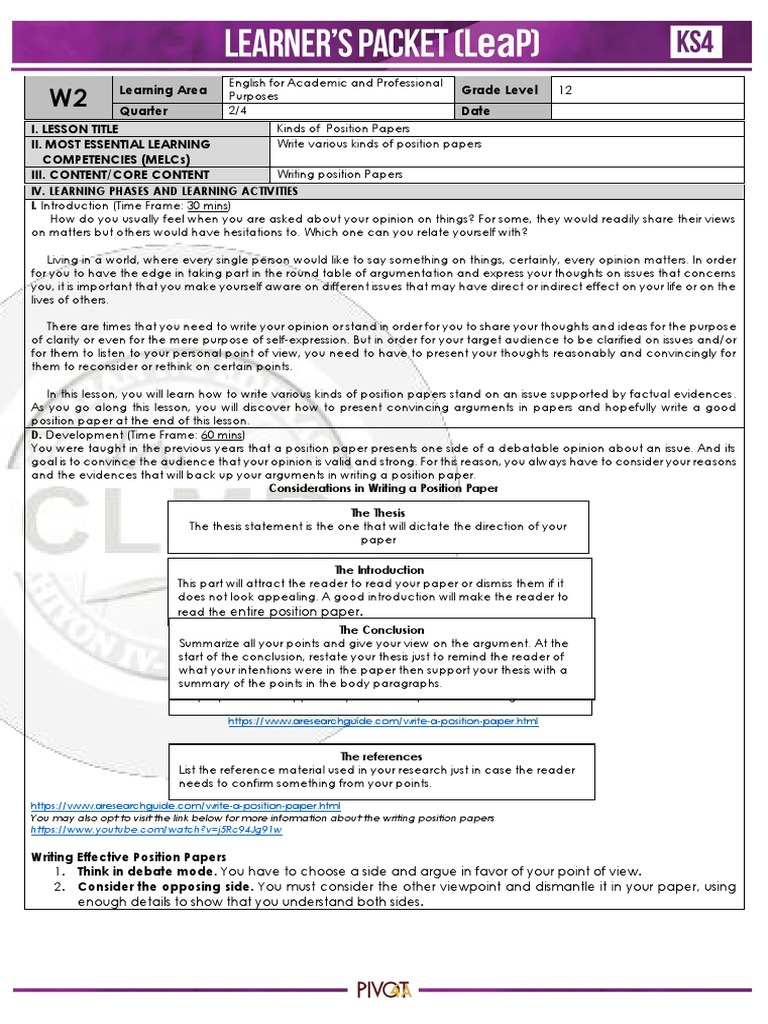 Q4 Applied Eapp 12 Week2 | PDF | Argument | Cognition
