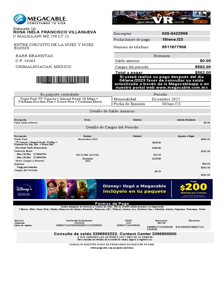 Recibo Megacable | PDF | Telecomunicaciones | Minoristas