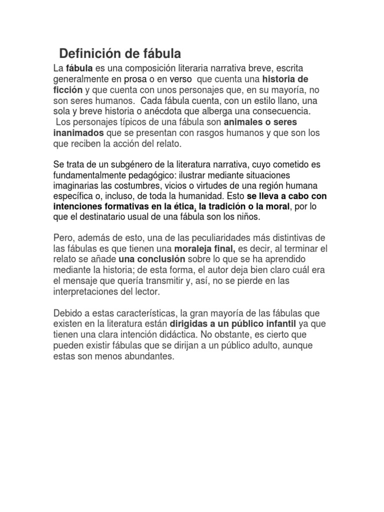 Definición de Fábula | PDF