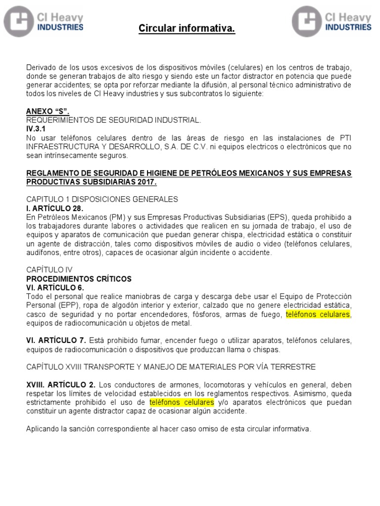 Circular Informativa Prohibido Celular. | PDF | Tecnología