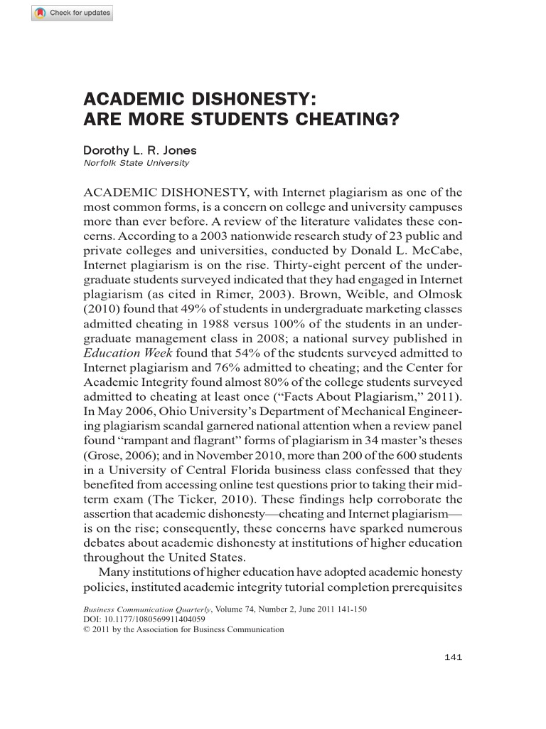ACADEMIC DISHONESTY Are More Students Cheating | PDF | Academic ...