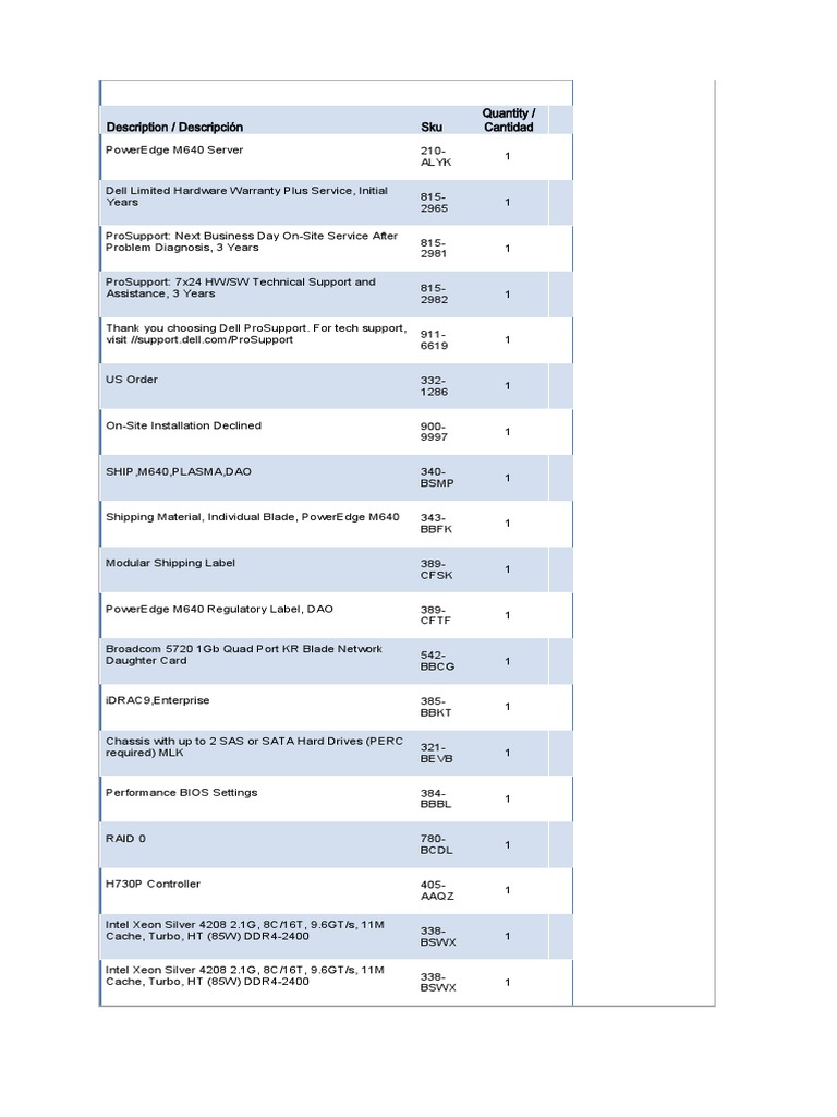 Especificaciones Cuchilla | PDF | Computing | Computer Hardware