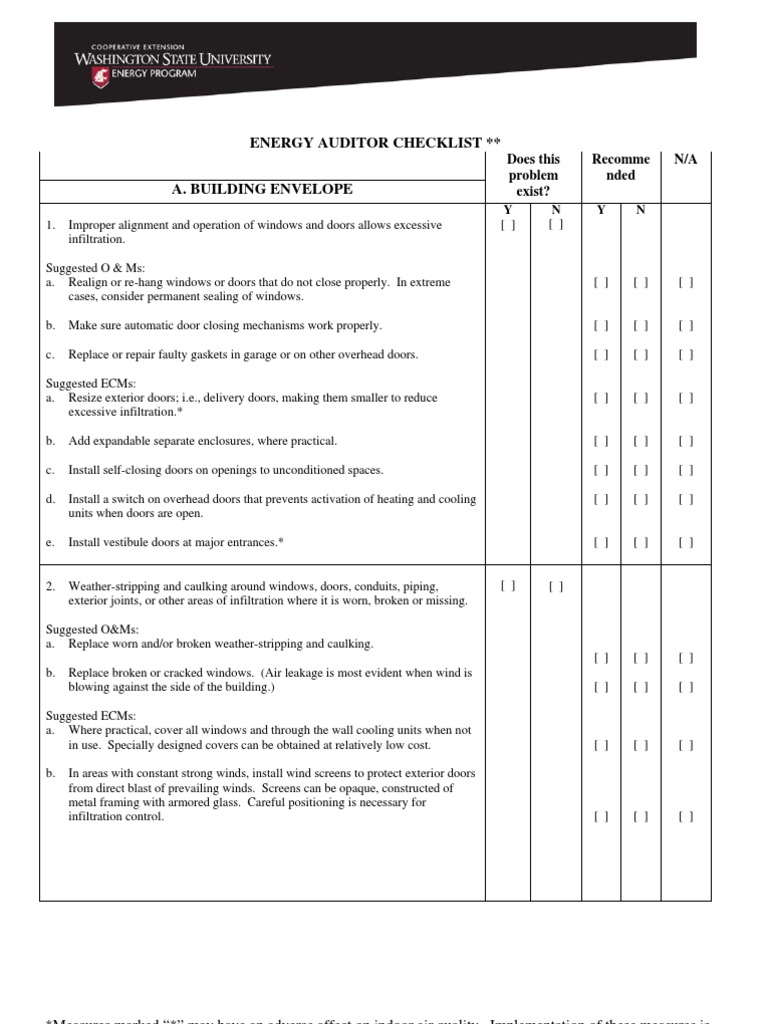 Building Energy Audit Checklist | PDF | Hvac | Water Heating