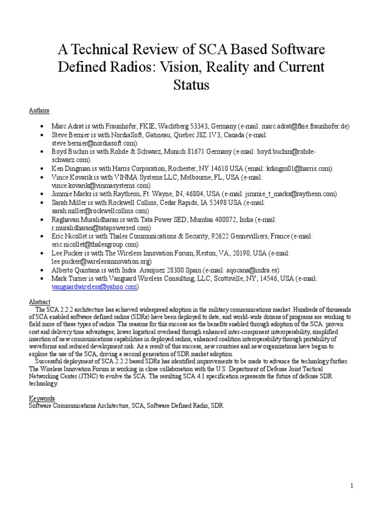 A Technical Review Of Software Defined Radios Springer Final Draft Rev Pdf Software
