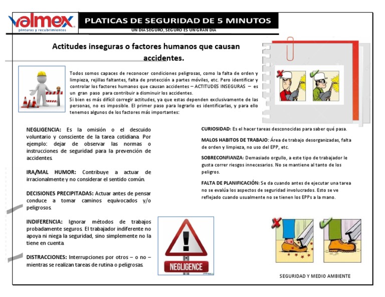 Actitudes Inseguras o Factores Humanos Que Causan Accidentes. 48 | PDF ...