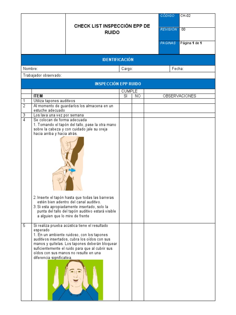 CH-02 Check List Inspección EPP de Ruido | PDF