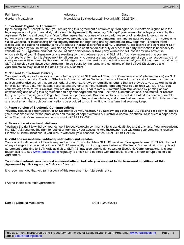 Electronic Signature | PDF | Consent | Computing